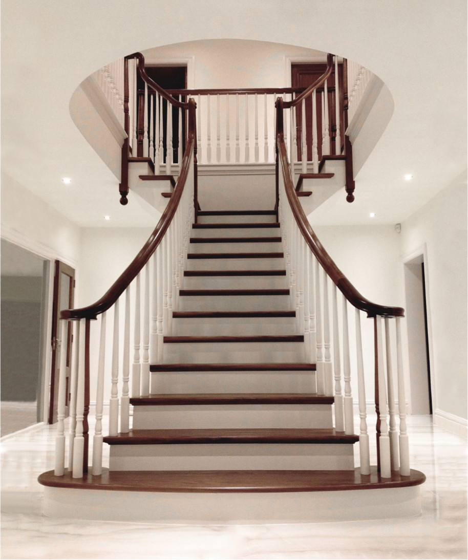 Flared Concrete Staircase with Mahogany & Ivory Finish | Kilkenny & All ...