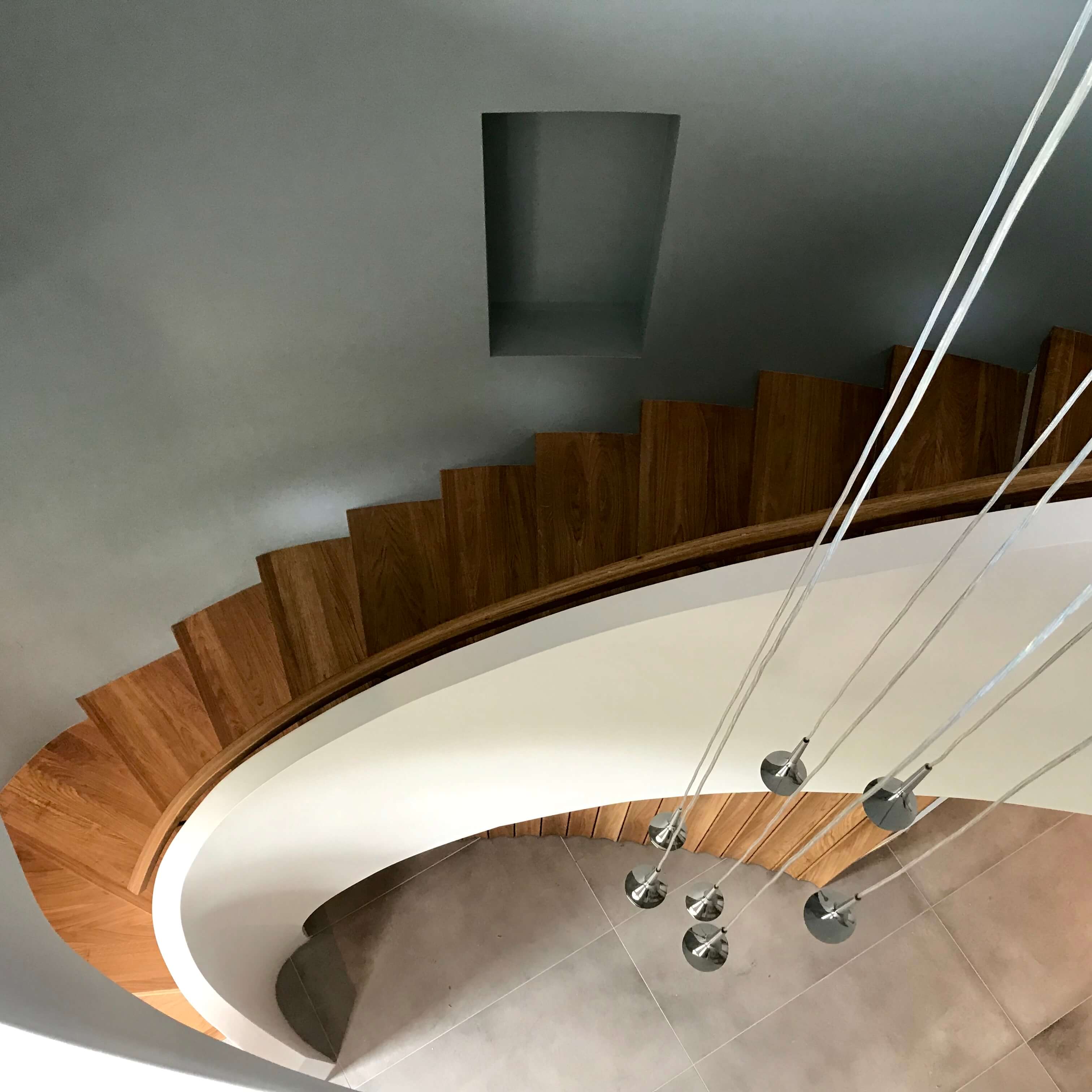 Elliptical Curved Concrete Staircase with Oak Finishes & LED | Ireland ...