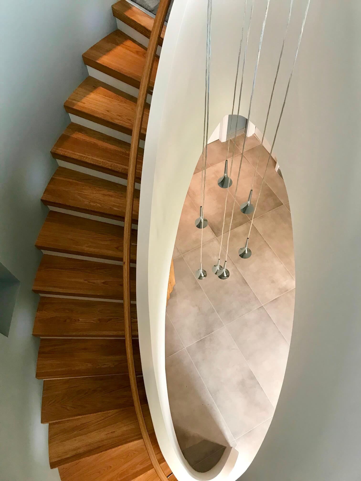 Elliptical Curved Concrete Staircase with Oak Finishes & LED | Ireland ...