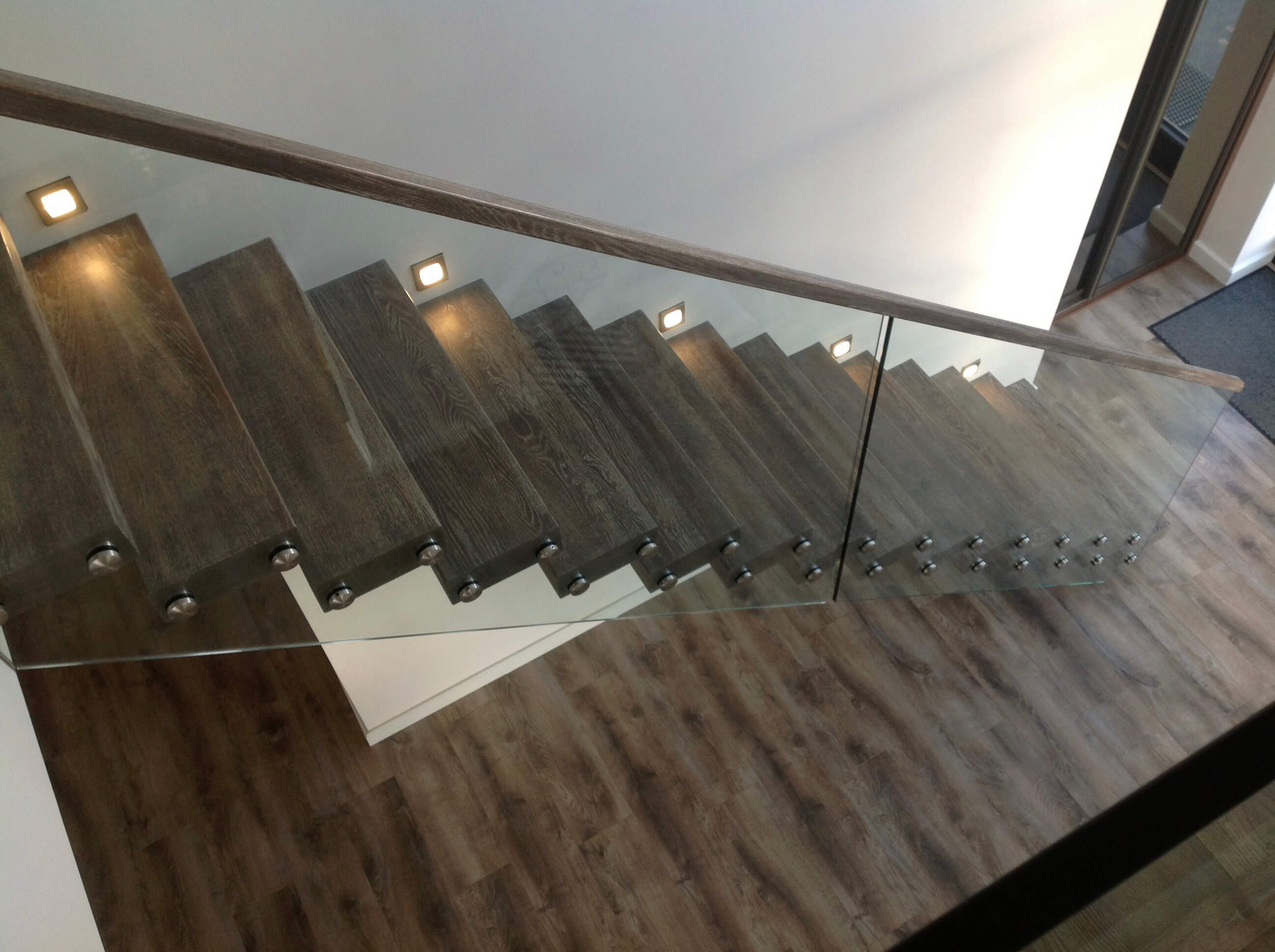 Floating Staircase with Dark Oak & Glass Balustrade | Tipperary ...