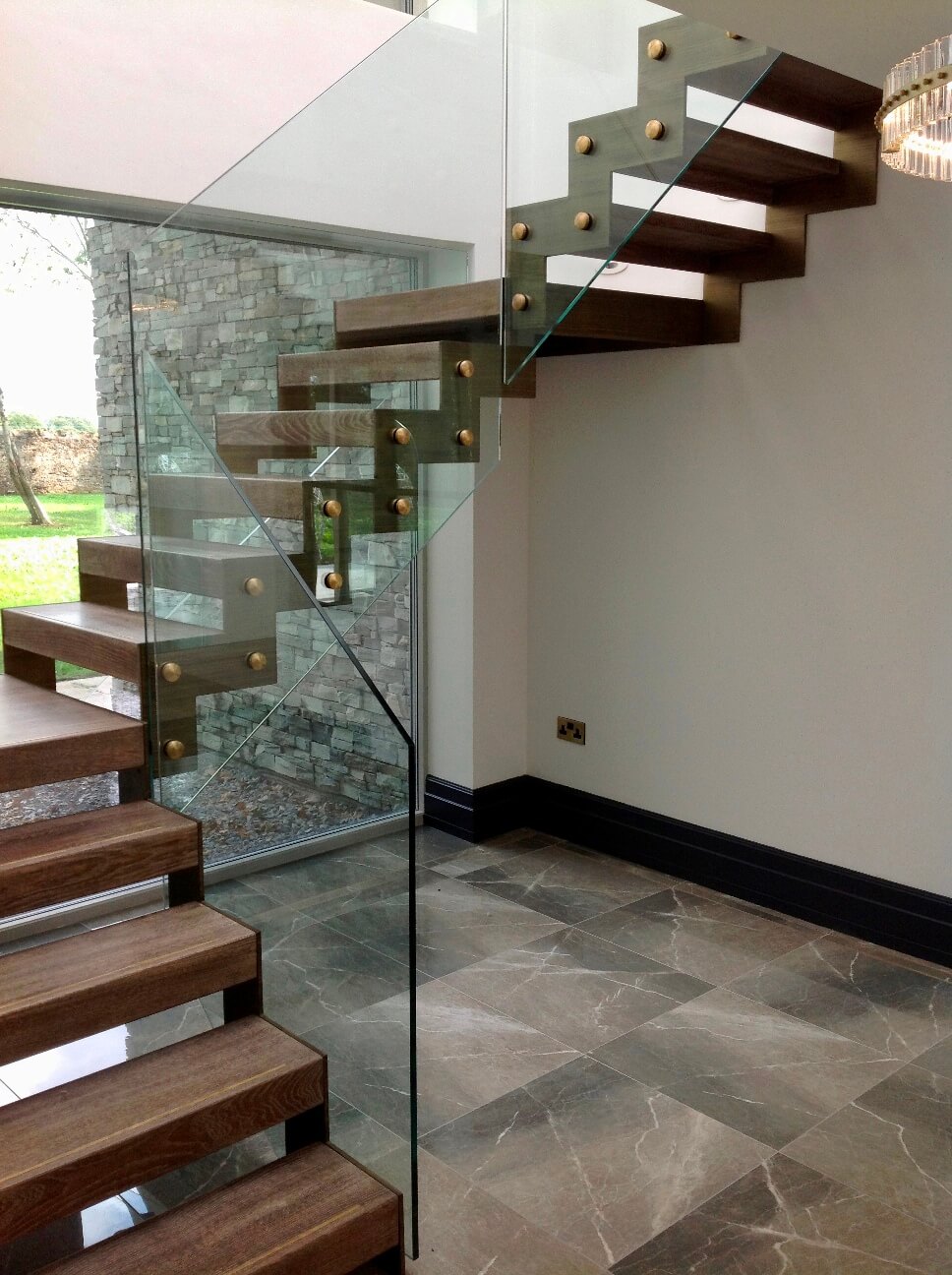 Brass & Oak Stepped Soffit Staircase | Custom Staircases Across Ireland