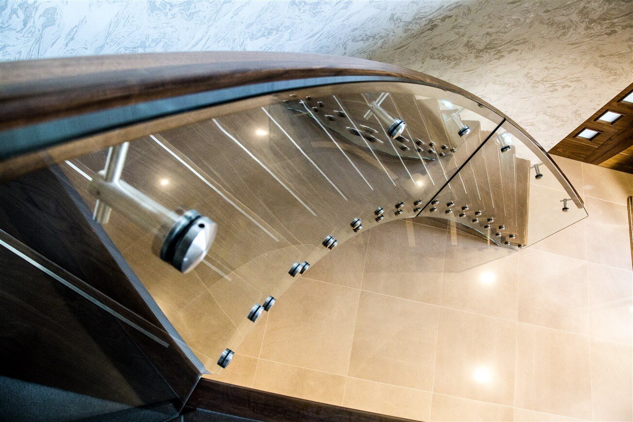 Curved floating walnut stairs - Banagher Co. Offaly Ireland
