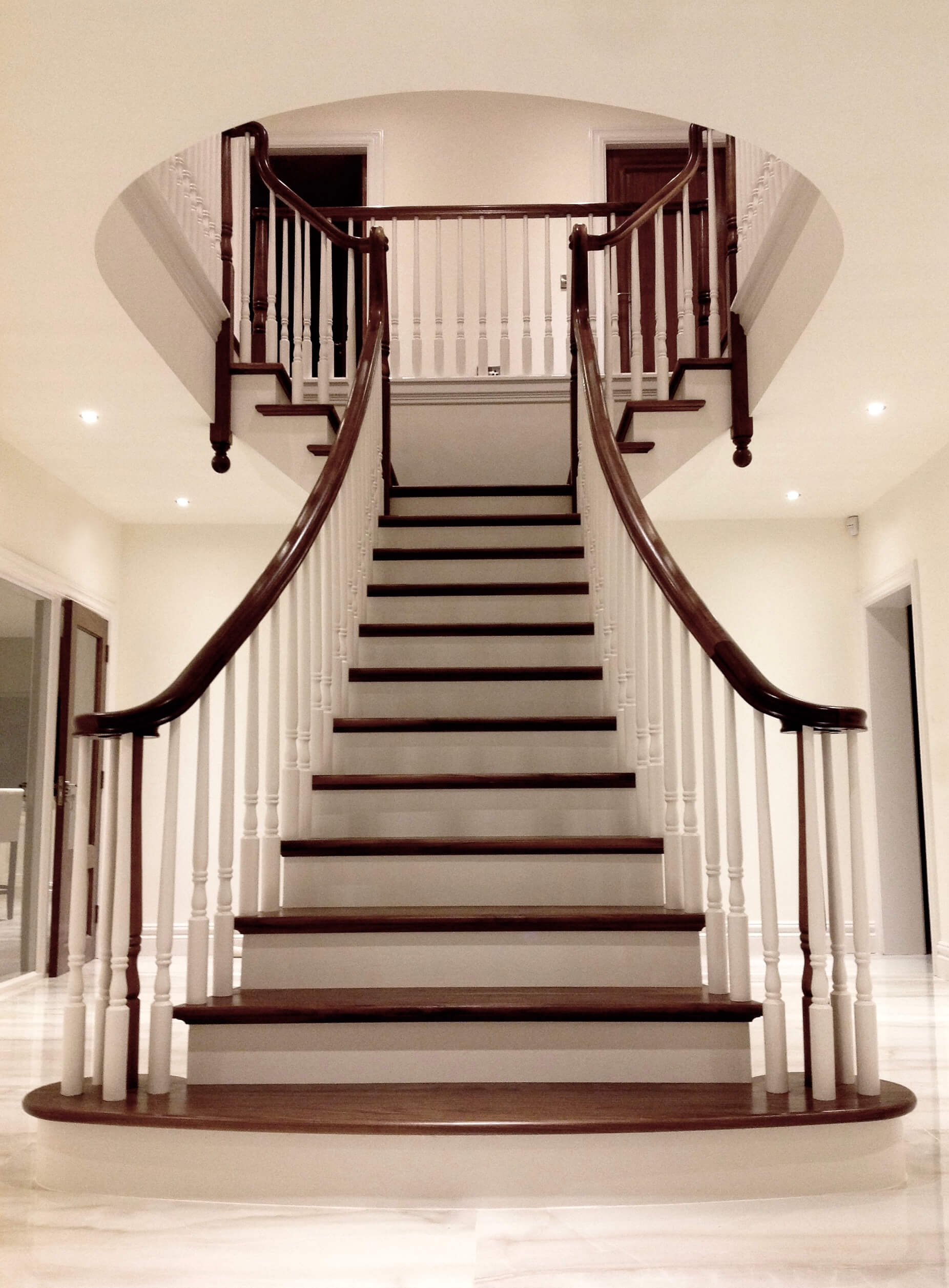 Flared concrete stairs and curved landing - Curved Stairs Ireland ...