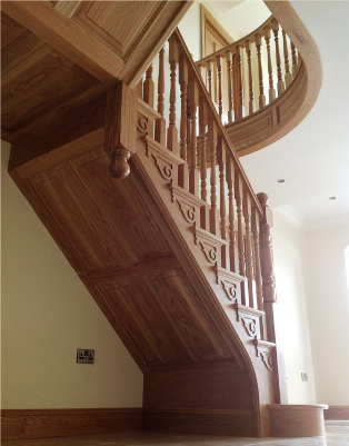 White Oak Timber Stairs with Curved Landing - Custom Built Timber ...