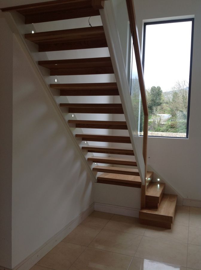 Oak and Ivory Stairs with Inset Glass Balustrade - Custom Built ...